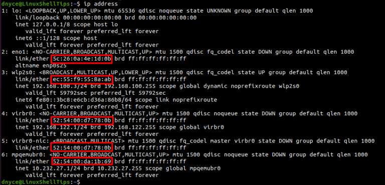 How to Find Network MAC Address in Linux System
