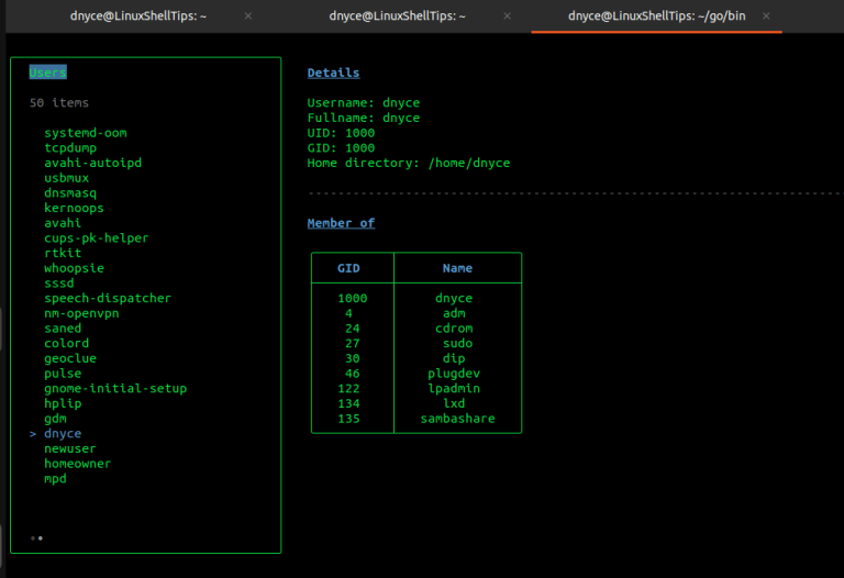 ugm – A TUI to View User and Group Information in Linux